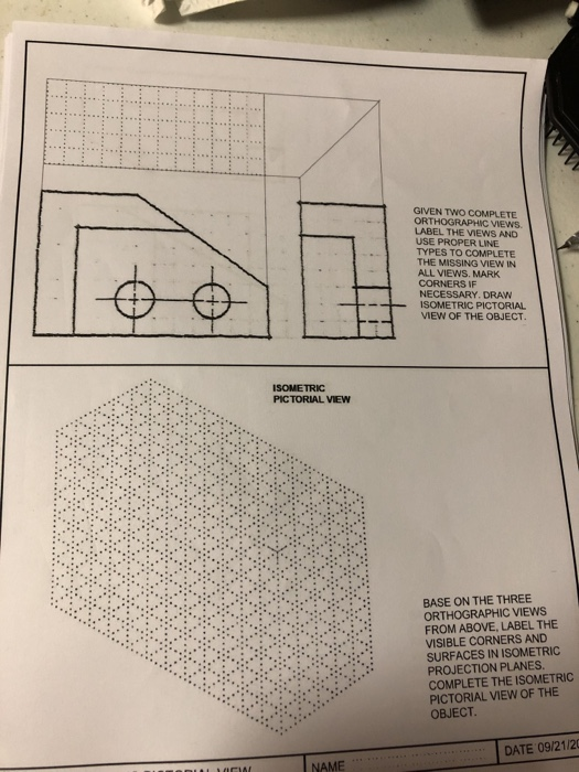 Solved GIVEN TWO COMPLETE ORTHOGRAPHIC WEWS LABEL THE VIEWS | Chegg.com