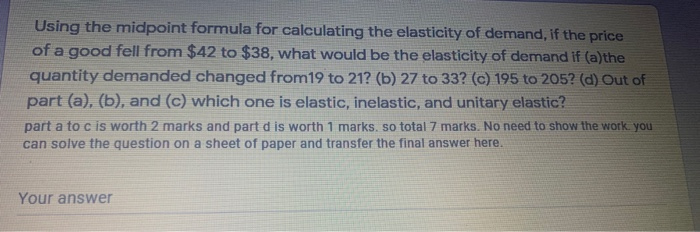 Solved Using the midpoint formula for calculating the | Chegg.com