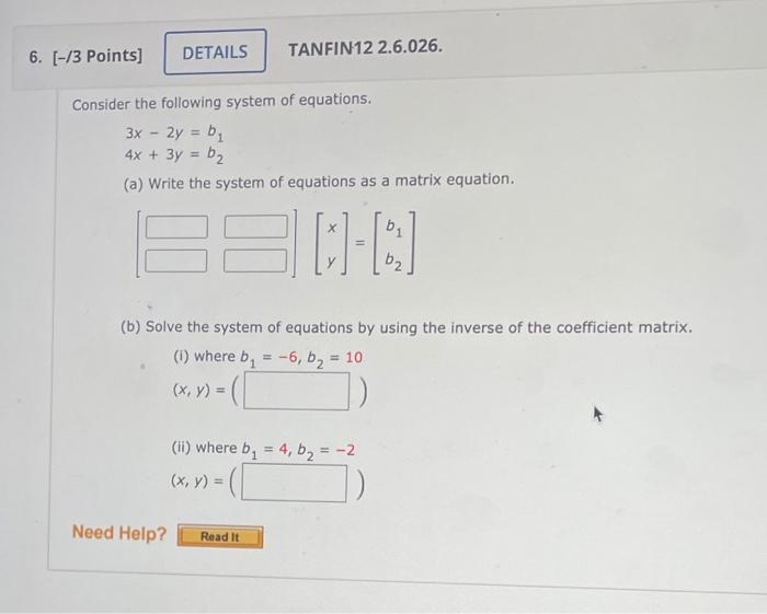 Solved 6. [-/3 points] DETAILS TANFIN12 2.6.026. Consider | Chegg.com