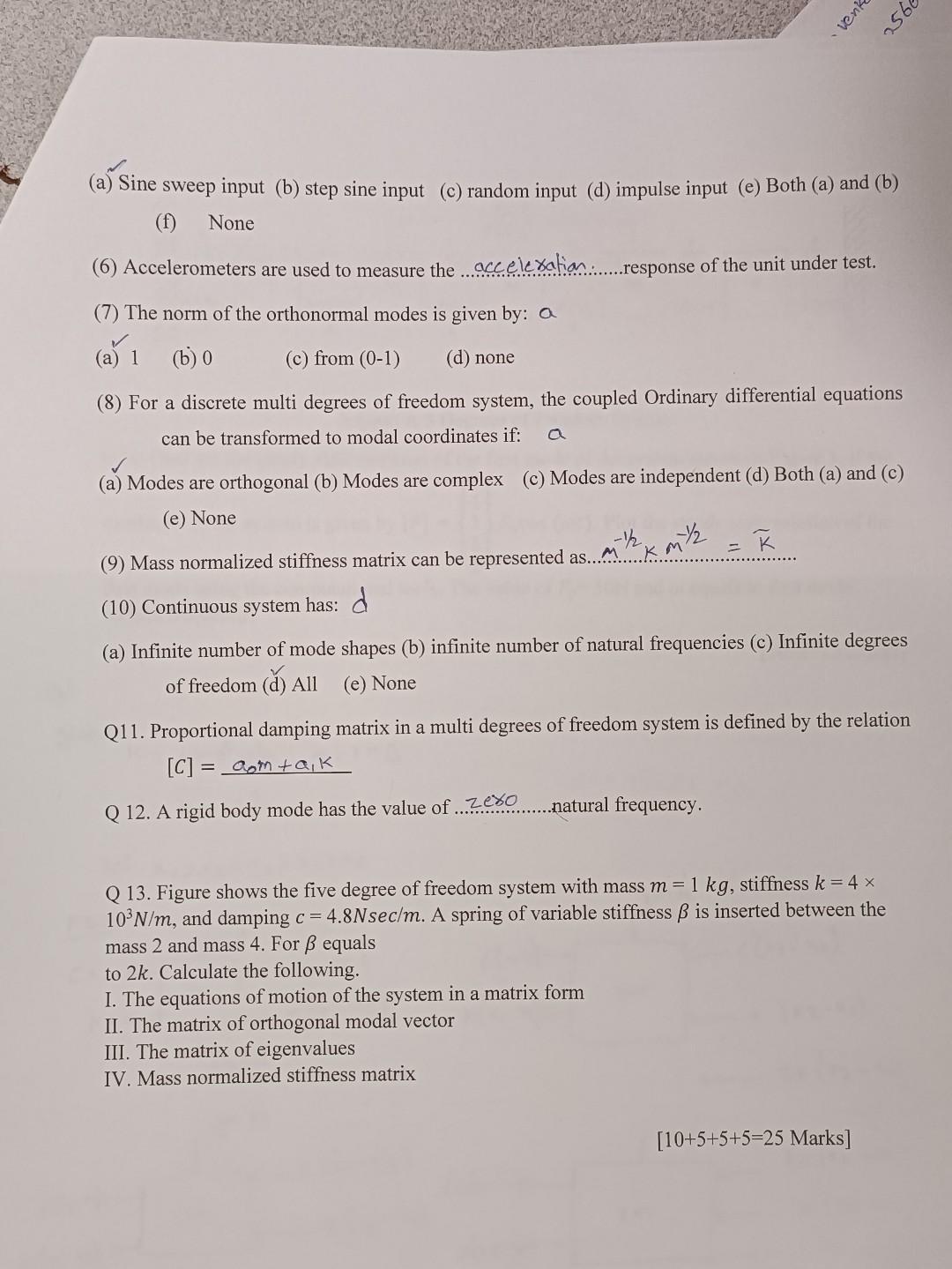 Solved (a) Sine sweep input (b) step sine input (c) random | Chegg.com