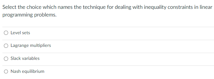 Solved Select the choice which names the technique for | Chegg.com