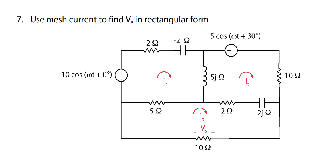 Solved Use mesh current to find Vx ﻿in rectangular form | Chegg.com