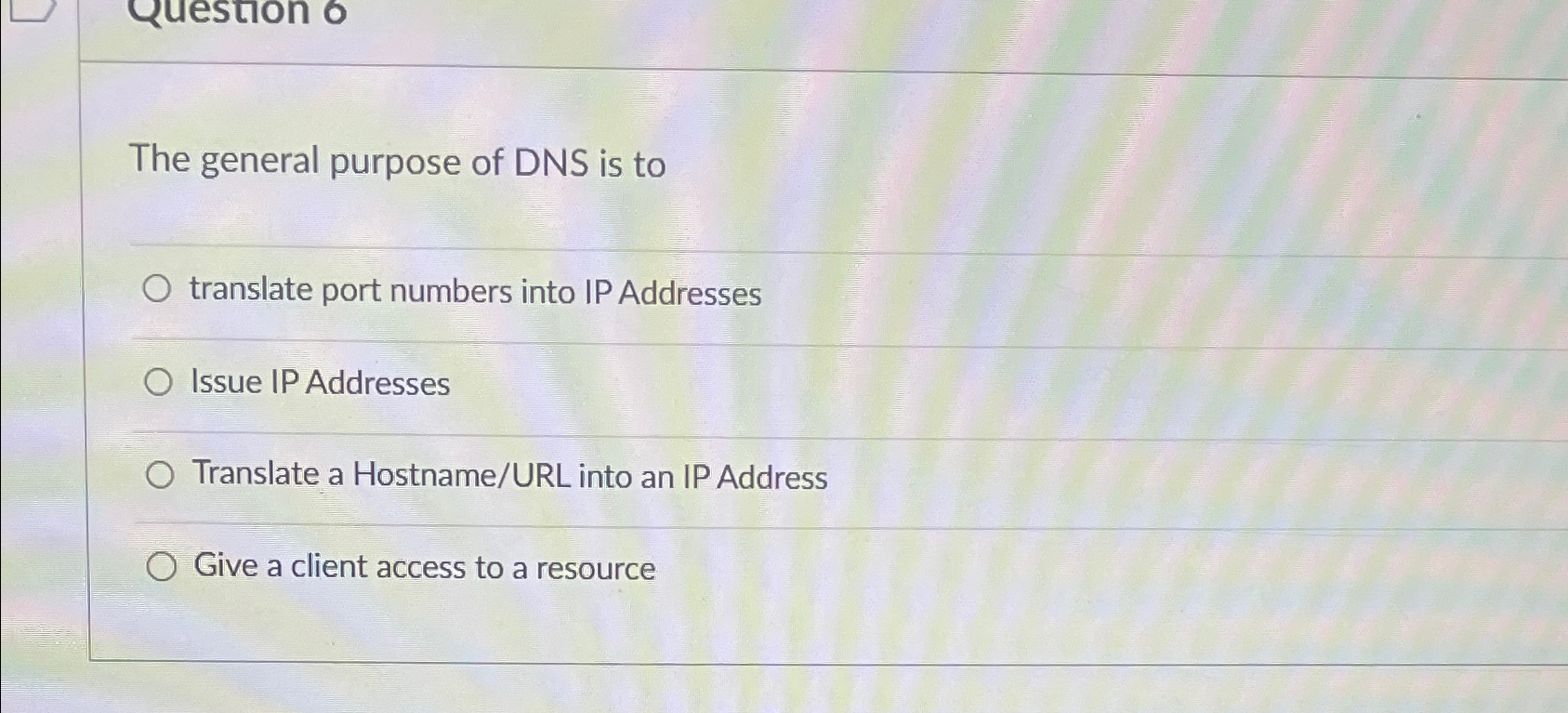 Solved The general purpose of DNS is totranslate port | Chegg.com