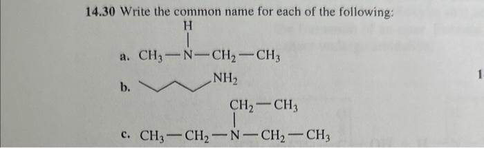 Solved 14.30 Write the common name for each of the | Chegg.com