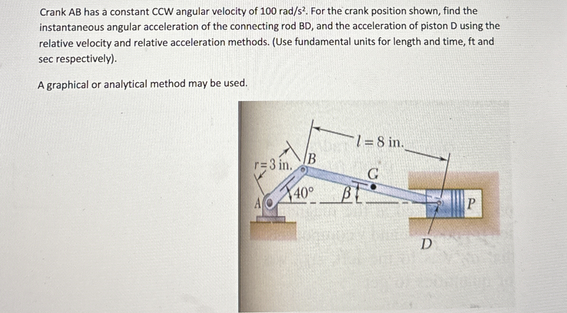 Solved Crank AB ﻿has a constant CCW angular velocity of | Chegg.com