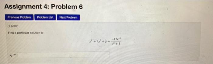 Solved Assignment 4 Problem 6 Previous Problem Problem List 4316