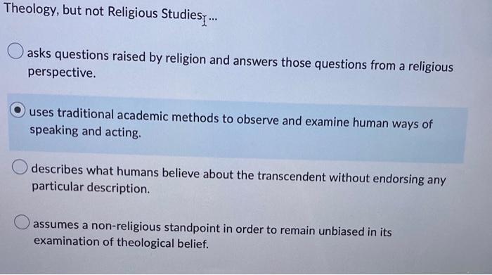 Theology, but not Religious Studies … asks questions | Chegg.com