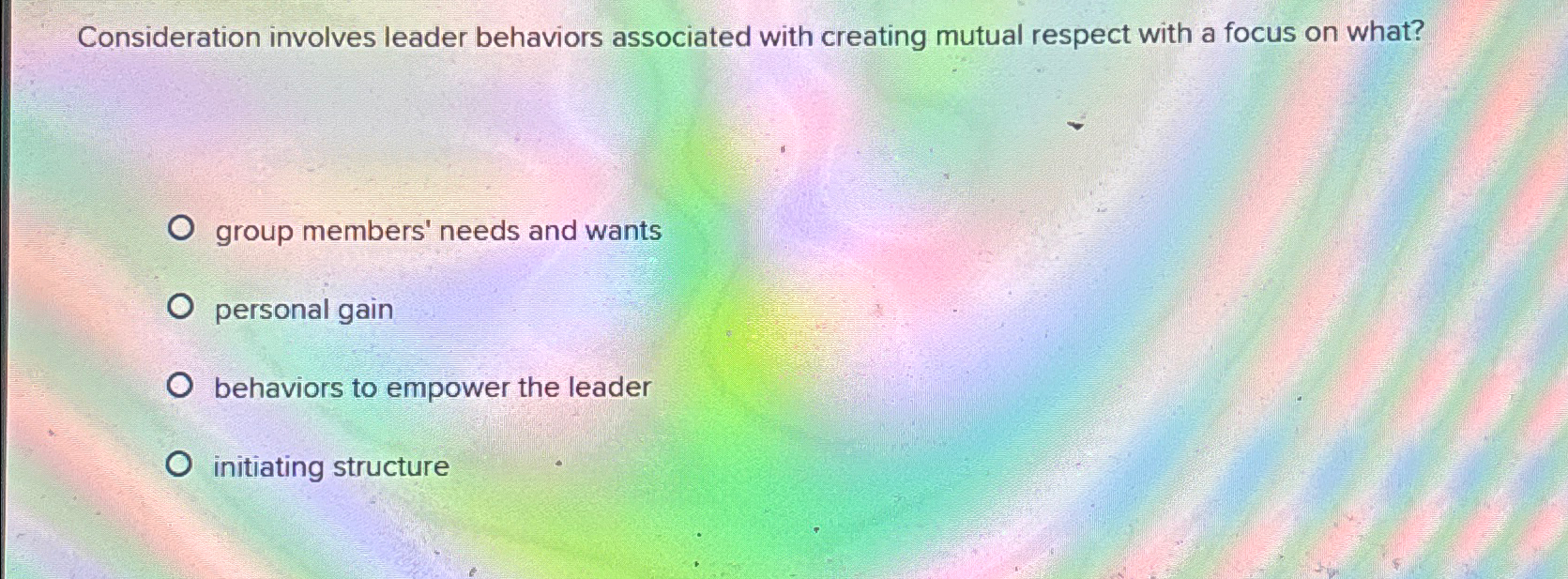 Solved Consideration involves leader behaviors associated | Chegg.com