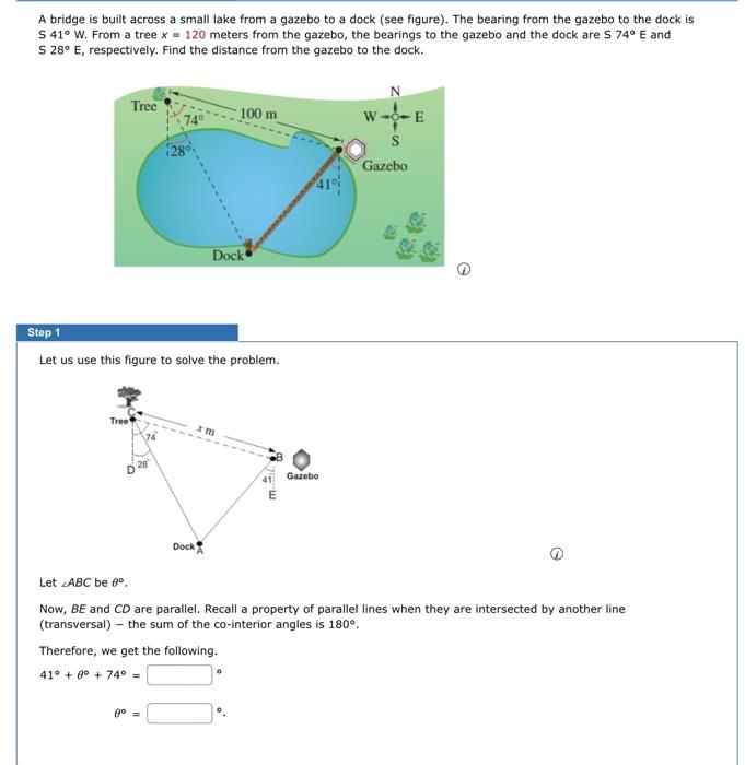Solved A bridge is built across a small lake from a gazebo | Chegg.com