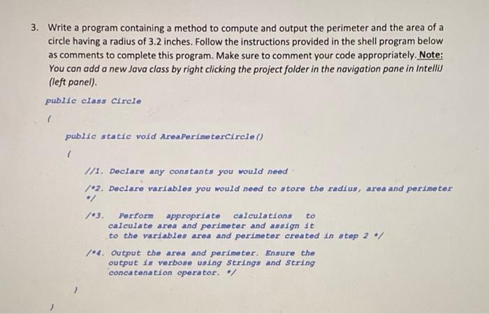 Solved 3. Write a program containing a method to compute and | Chegg.com
