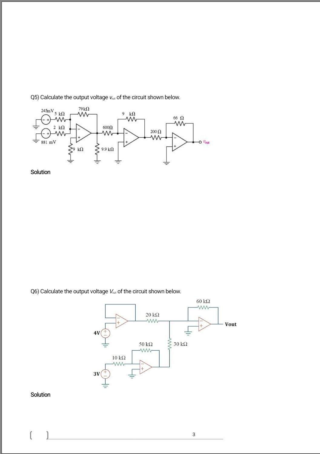 Solved Q5) Calculate the output voltage vout of the circuit | Chegg.com