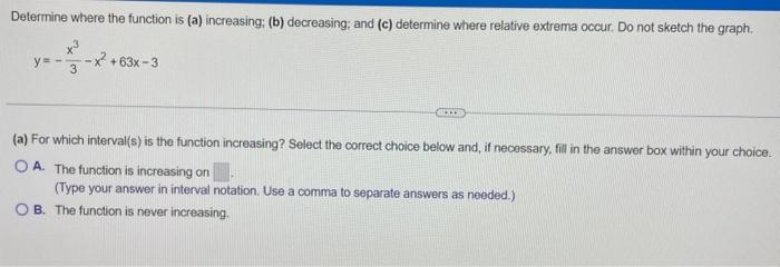 Solved Determine where the function is (a) increasing; (b) | Chegg.com