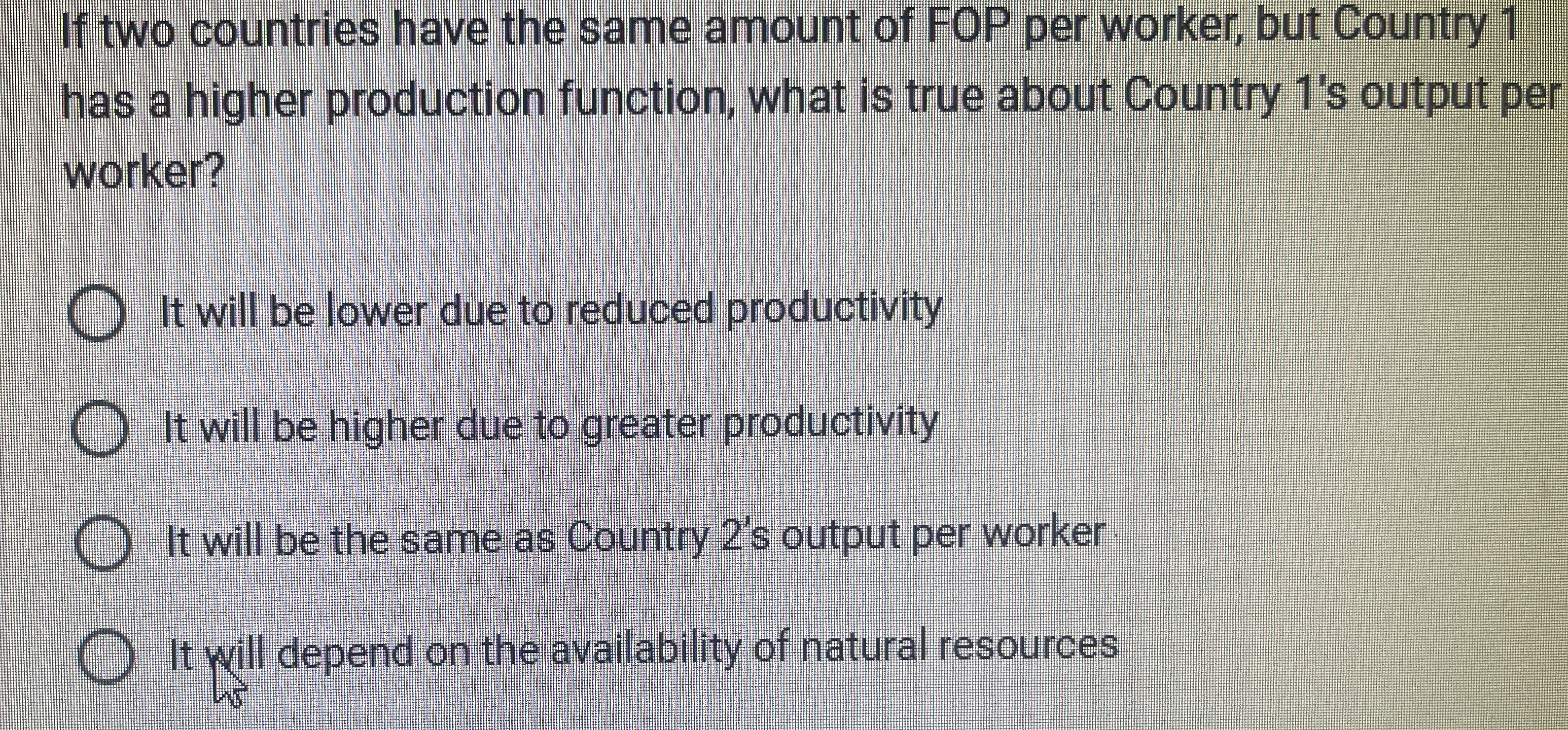 Solved If two countries have the same amount of FOP per | Chegg.com