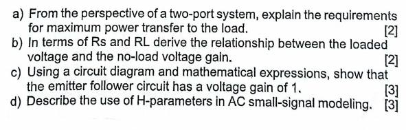 Solved a) ﻿From the perspective of a two-port system, | Chegg.com