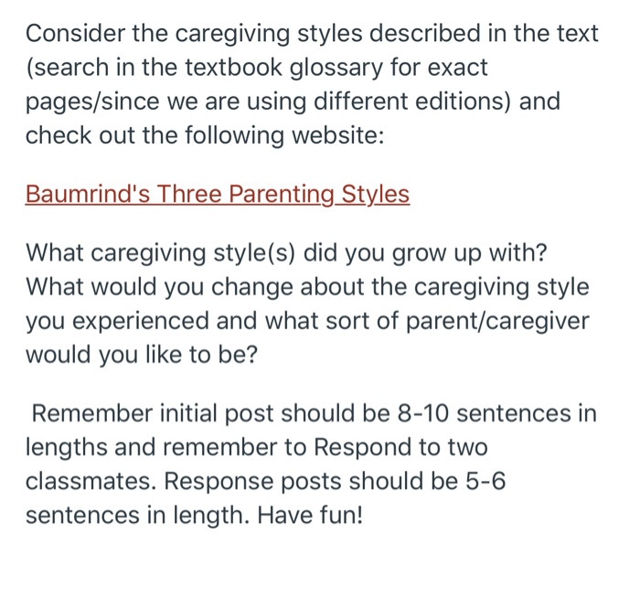 Solved Consider the caregiving styles described in the text | Chegg.com