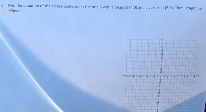 Solved Find the equation of the ellipse centered at the | Chegg.com