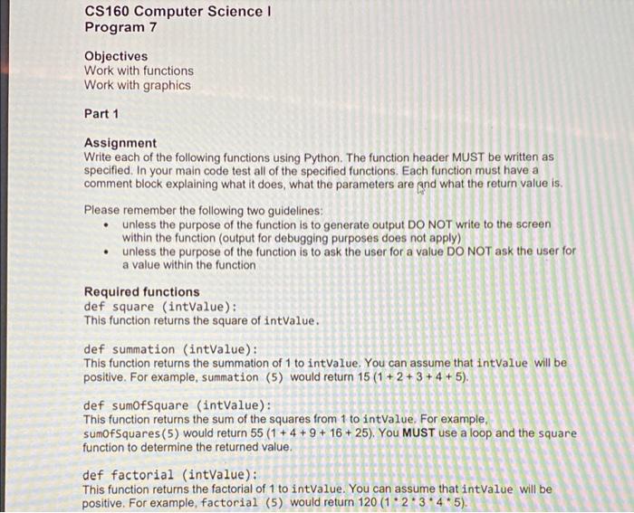 Solved Cs160 Computer Science Program 7 Objectives Work 8515