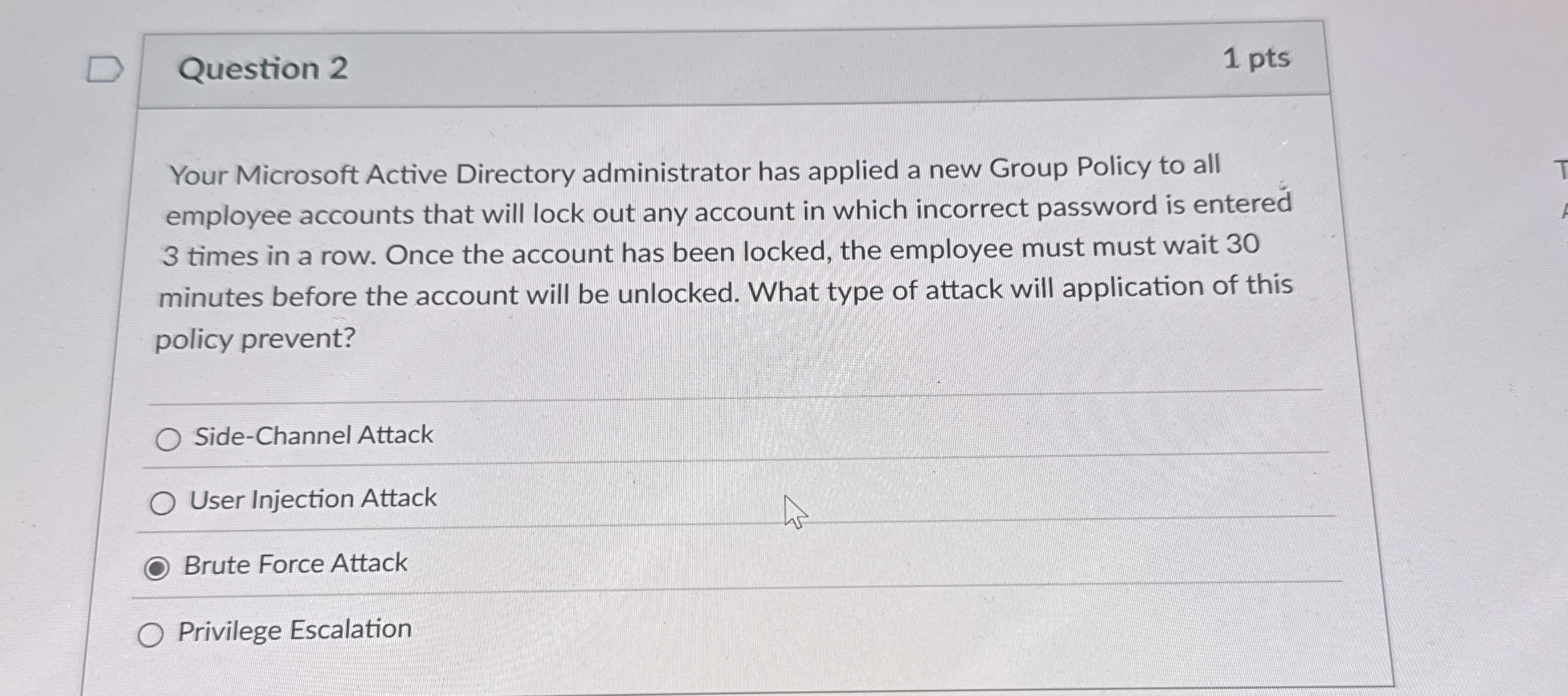 Solved Question 21 ﻿ptsYour Microsoft Active Directory | Chegg.com