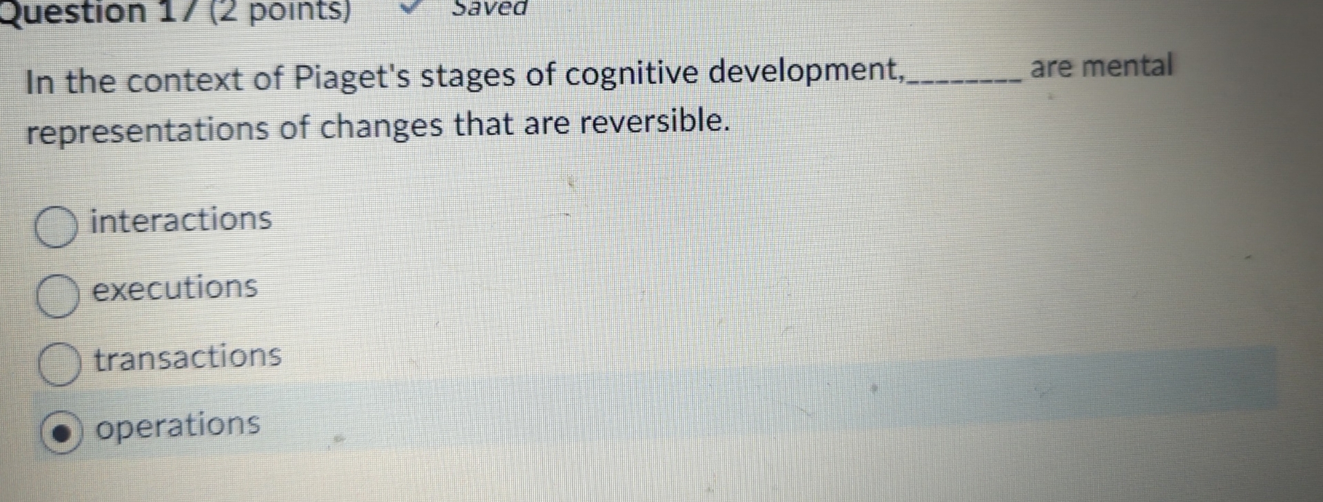 Solved In the context of Piaget's stages of cognitive | Chegg.com