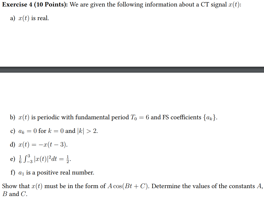 Solved Exercise 4 (10 ﻿Points): We are given the following | Chegg.com
