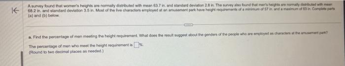 Solved (a) and (b) beiow. a. Find the peroentage of men | Chegg.com