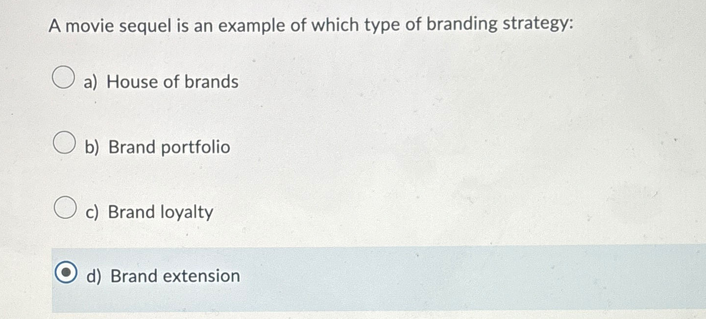 Solved A movie sequel is an example of which type of | Chegg.com