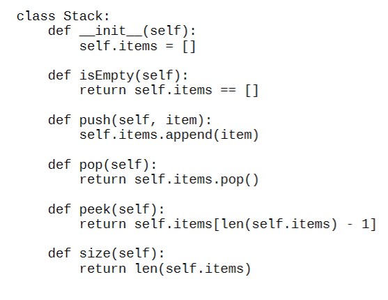 Solved class Stack:def init(self):self.items = []def | Chegg.com