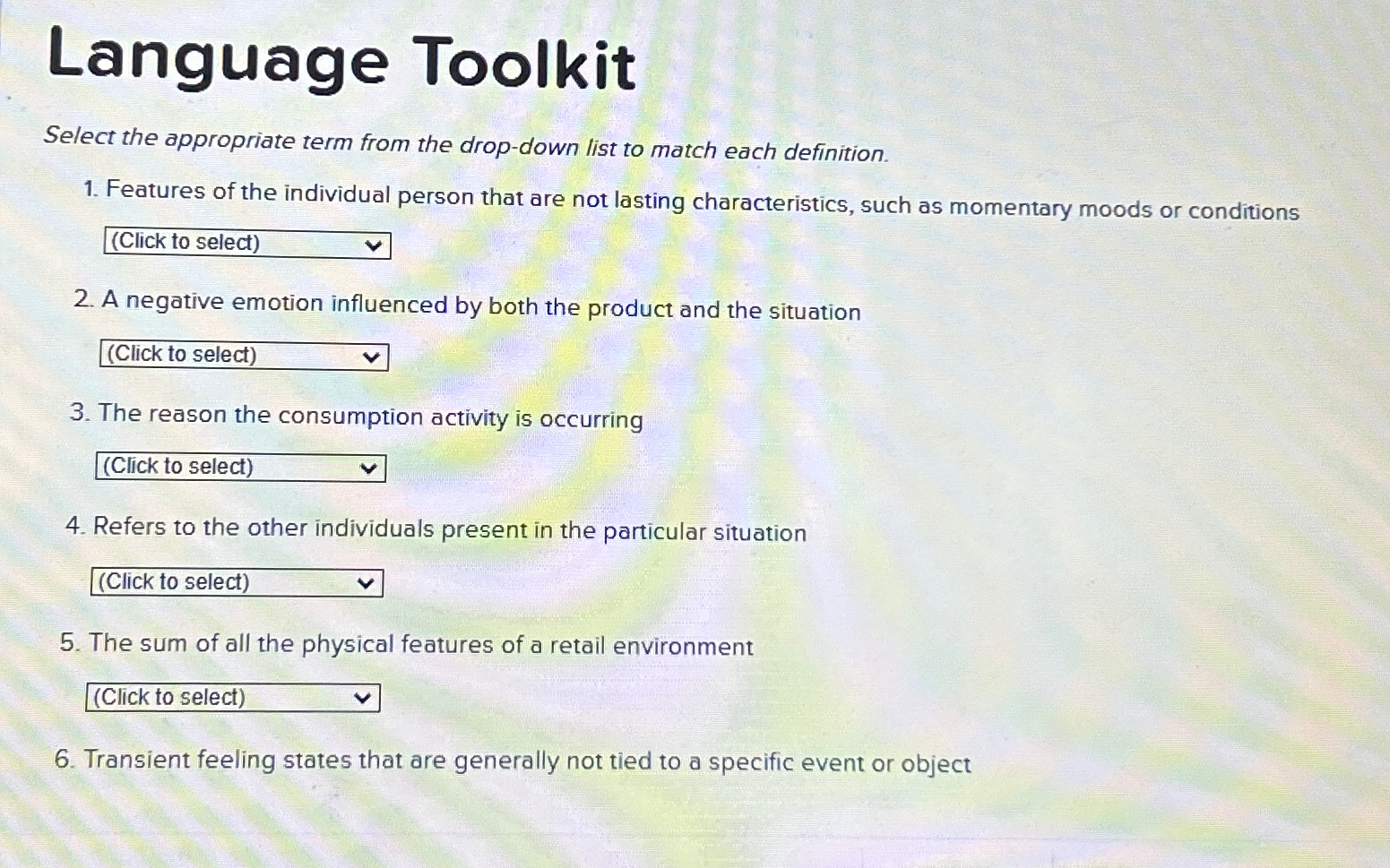 Solved Language ToolkitSelect the appropriate term from the | Chegg.com