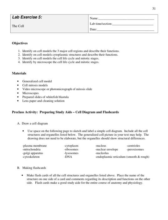 Solved Objectives 1. Identify on cell models the 3 major | Chegg.com