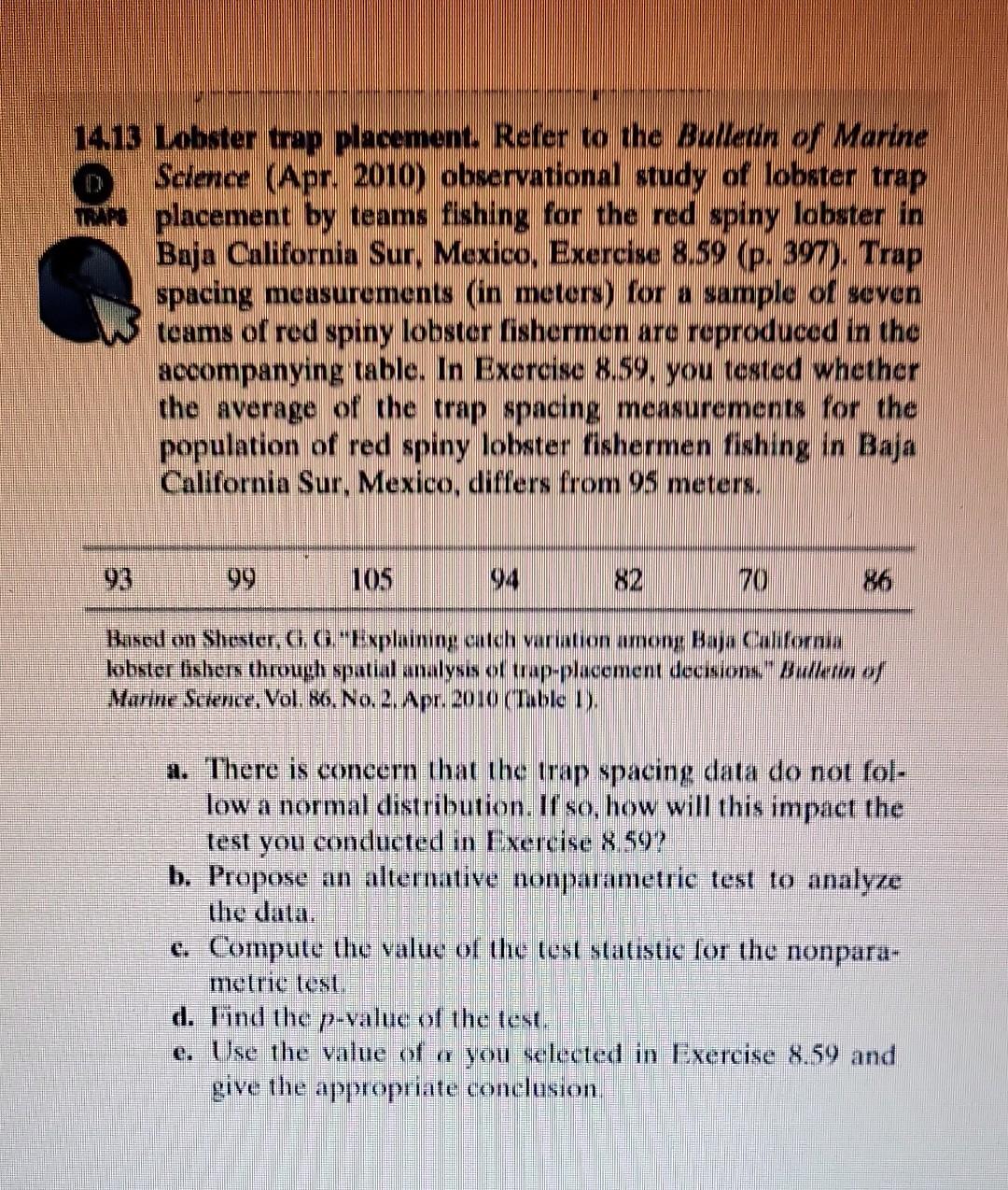 Solved 413 Lobster trap placement. Refer to the Bulledn of | Chegg.com