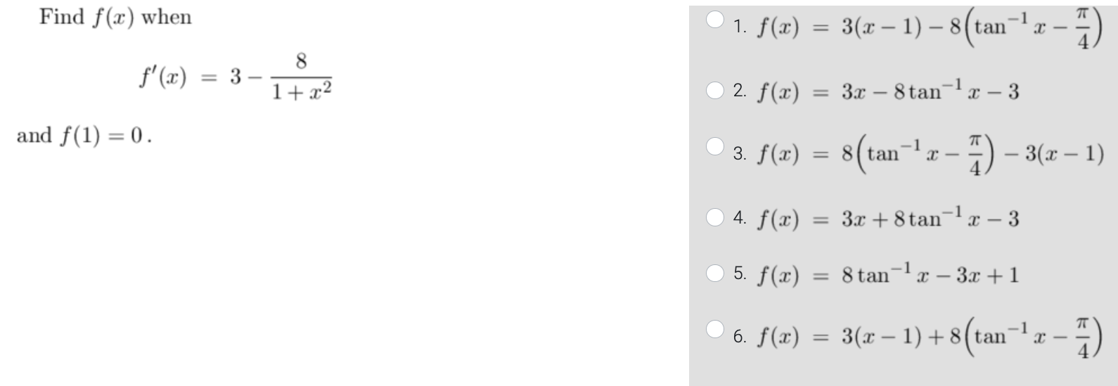Solved Find f(x) ﻿whenf'(x)=3-81+x2and | Chegg.com