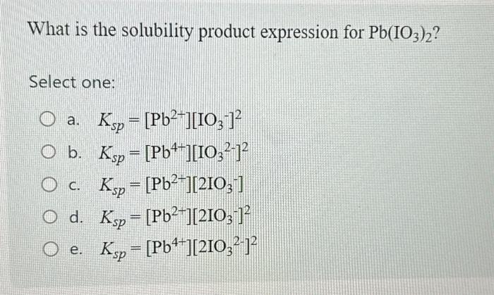 Solved What is the solubility product expression for | Chegg.com