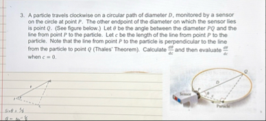 Solved A particle travels clockwise on a circular path of | Chegg.com