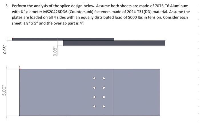 Solved 3. Perform the analysis of the splice design below. | Chegg.com