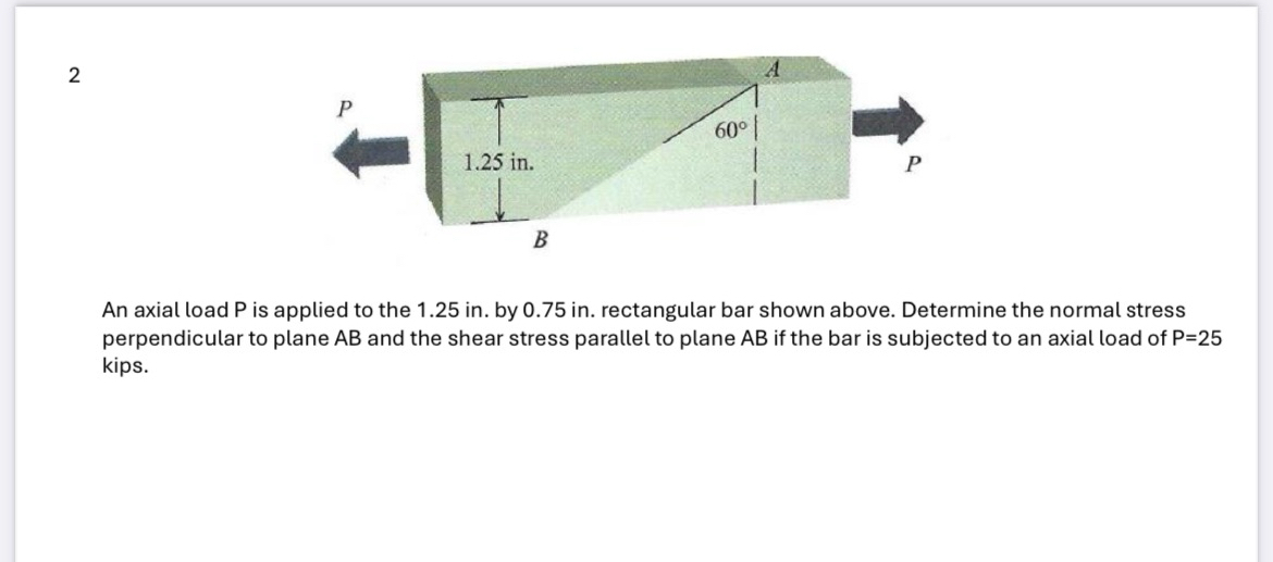 Solved 2An axial load P ﻿is applied to the 1.25 ﻿in. ﻿by | Chegg.com