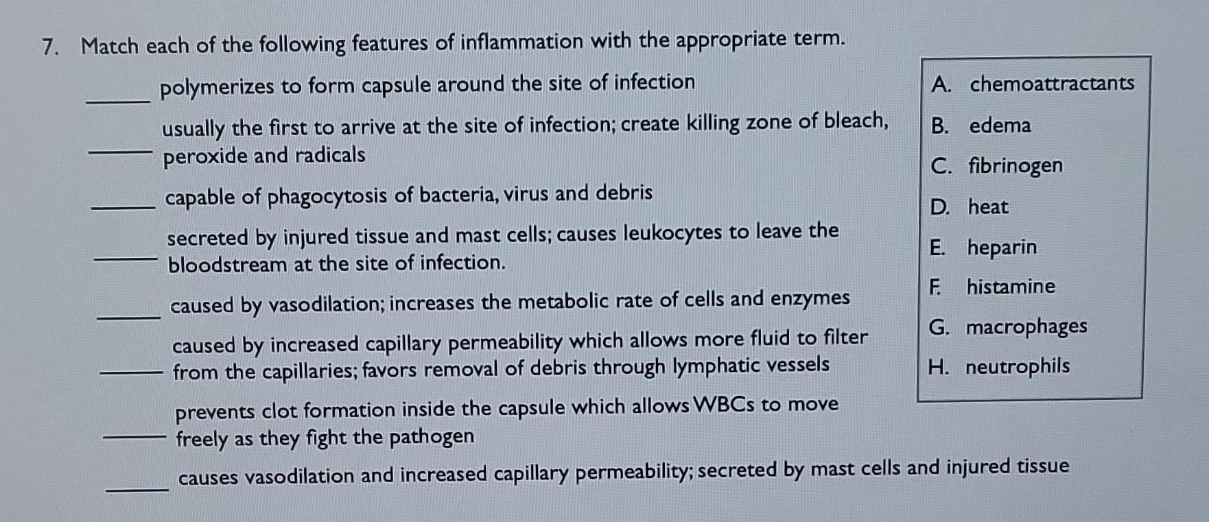 Solved 7. Match each of the following features of | Chegg.com