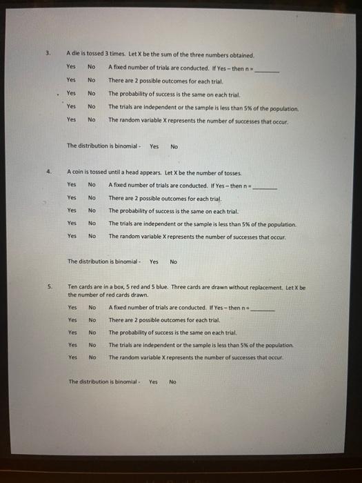 Solved 210 Statistics Sec 5.2 -Identifying Binomial | Chegg.com