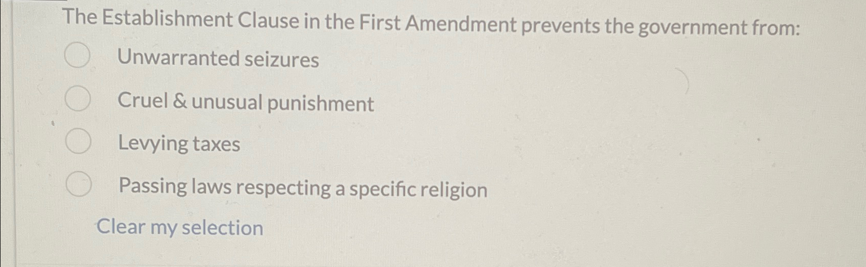 Solved The Establishment Clause in the First Amendment | Chegg.com