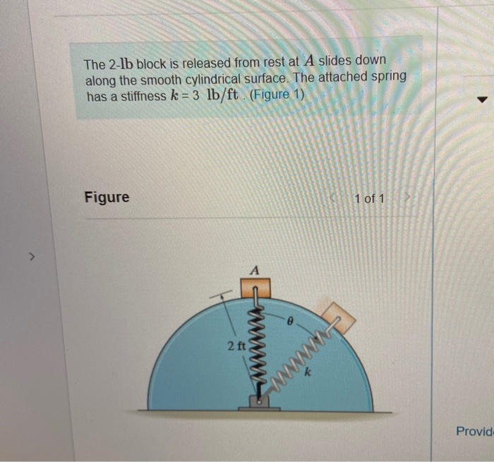 Solved The 2-lb block is released from rest at A slides down | Chegg.com