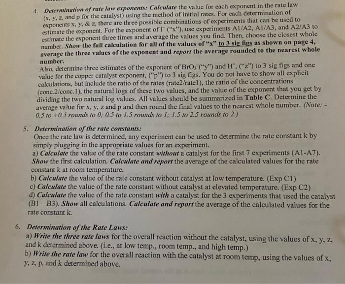 4. Determination of rate law exponents: Calculate the | Chegg.com