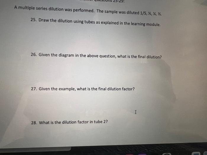 25. Draw the dilution using tubes as explained in the | Chegg.com