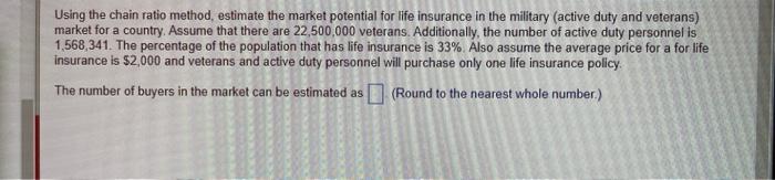 Solved Using the chain ratio method, estimate the market | Chegg.com