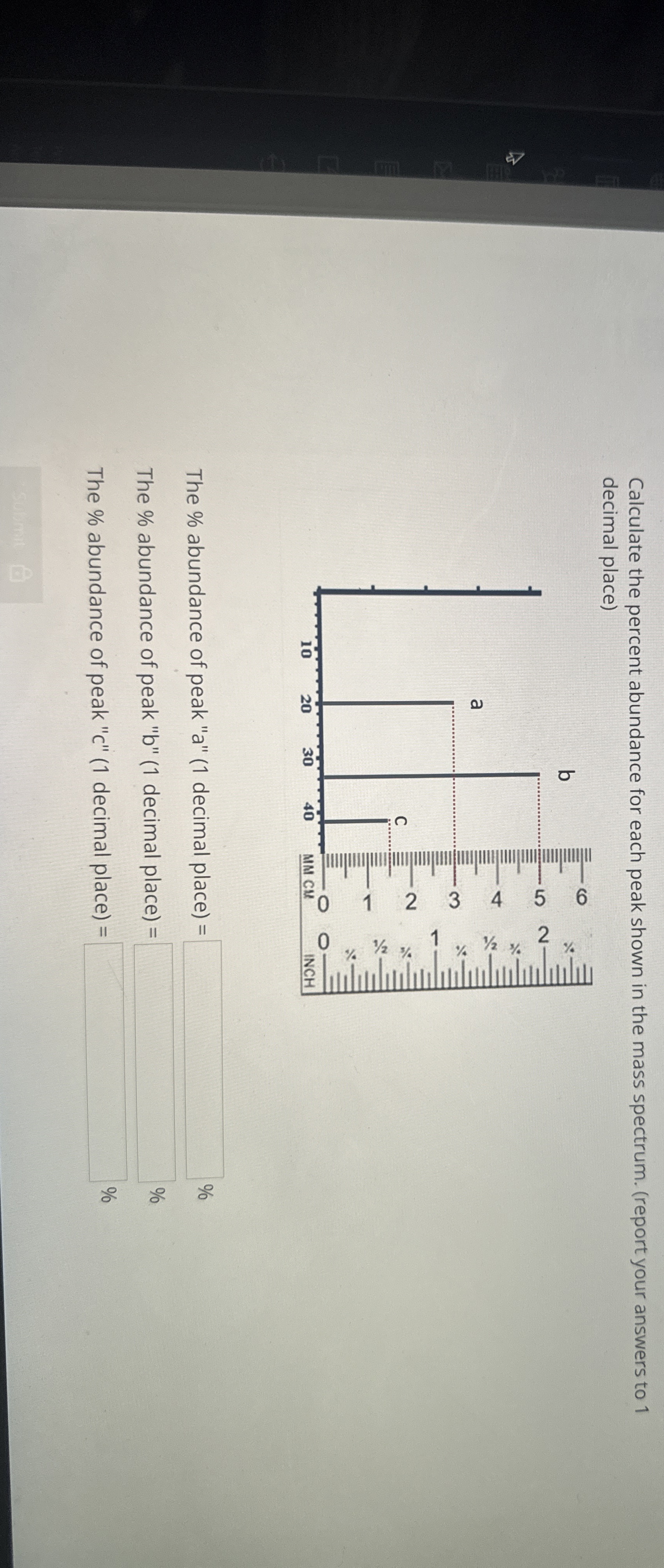 Solved Calculate the percent abundance for each peak shown | Chegg.com