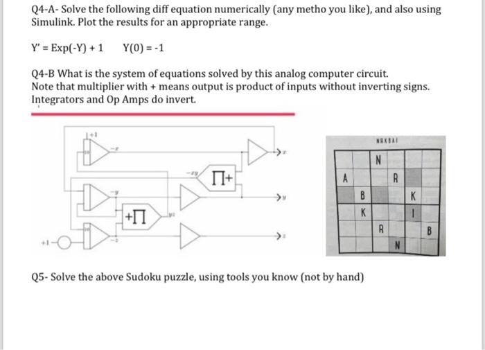 Solved Q4-A- Solve the following diff equation numerically | Chegg.com