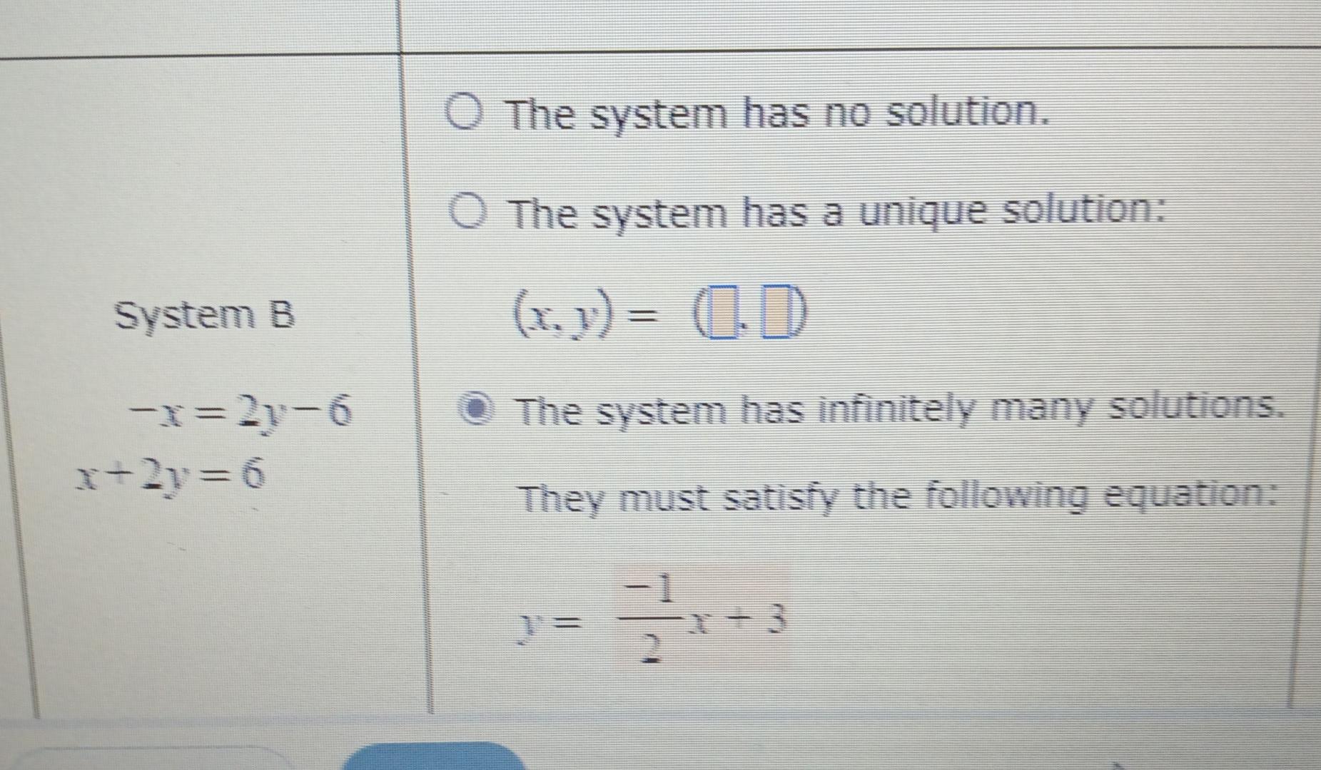 Solved O The system has no solution. O The system has a | Chegg.com