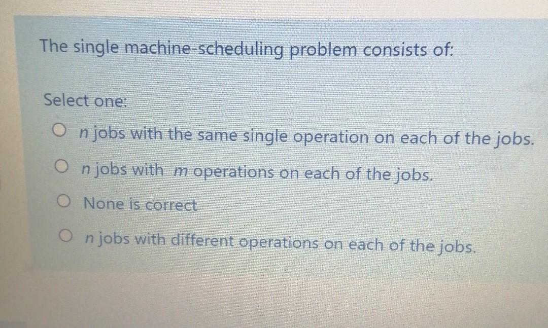 Solved The single machine-scheduling problem consists of: | Chegg.com