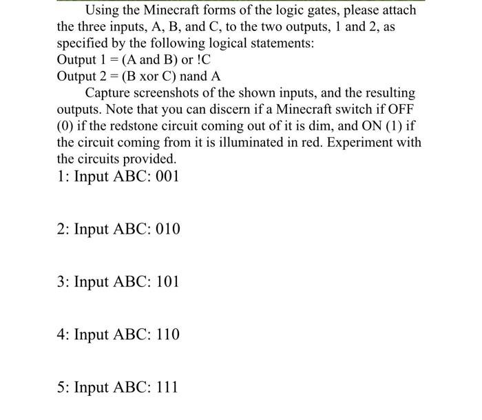 Solved This lab will be done using Minecraft Educational | Chegg.com