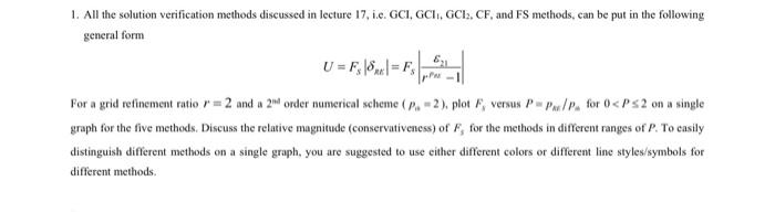 1. All the solution verification methods discussed in | Chegg.com