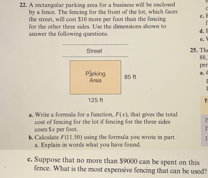 Solved 22. A rectangular parking area for a business will be | Chegg.com