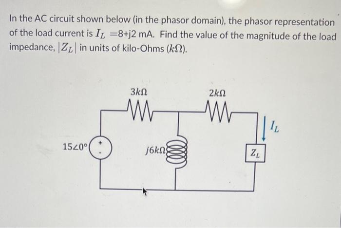 Solved In the AC circuit shown below (in the phasor domain), | Chegg.com